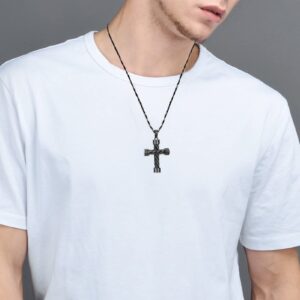 Imrsanl Cremation Jewelry for Ashes Cross Urn Necklace Pendant Keepsake Religious Cross Memorial Ash Jewelry (Black)