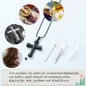 Imrsanl Cremation Jewelry for Ashes Cross Urn Necklace Pendant Keepsake Religious Cross Memorial Ash Jewelry (Black)