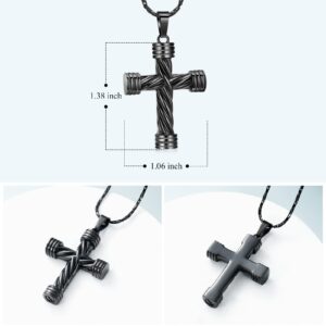 Imrsanl Cremation Jewelry for Ashes Cross Urn Necklace Pendant Keepsake Religious Cross Memorial Ash Jewelry (Black)