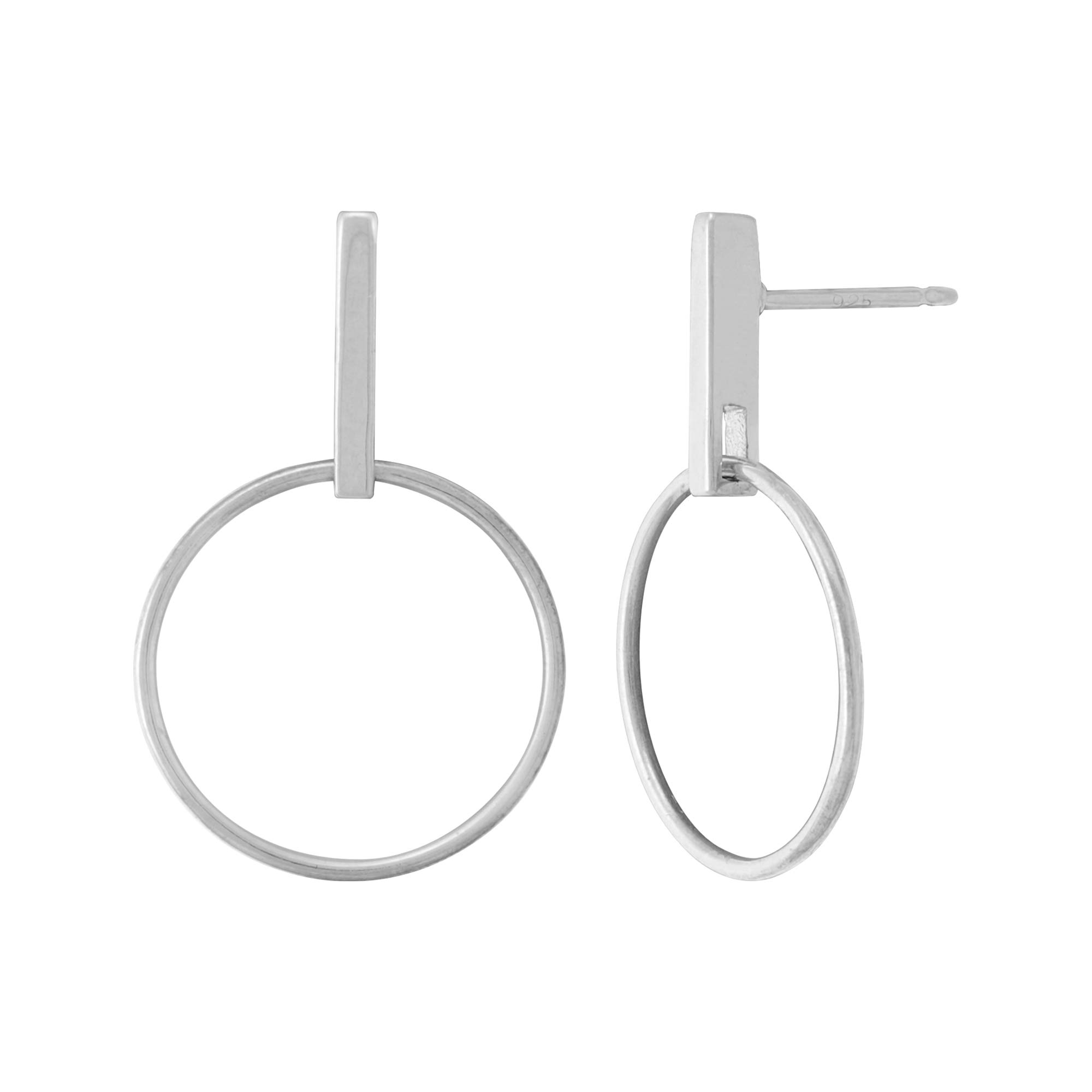 Boma Jewelry Sterling Silver Geometric Drop Hoop Post Earrings