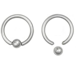 10g steel big gauge captive bead ring cbr hoop genital prince albert piercing (2 pieces)