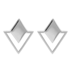 boma jewelry sterling silver geometric diamond & triangle stud earrings