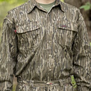 Mossy Oak Standard Men's Long Sleeve Camo Hunting Shirts Cotton Mill, Obsession, Medium