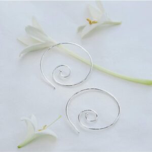 Boma Jewlery Sterling Silver Round Spiral Pull Through Hoop Earrings