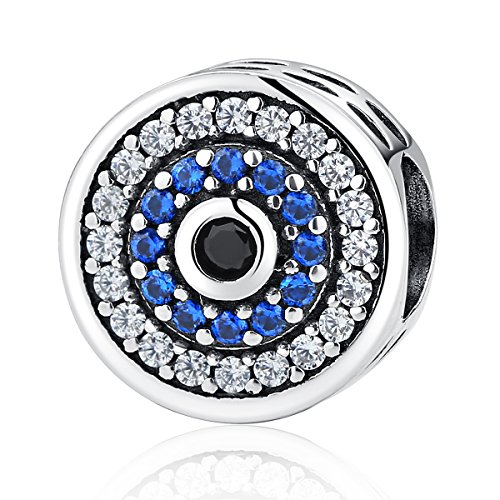 MEITAIHE Evil Eye Charms Authentic 925 Sterling Silver Fit Pandora Charms Bracelets,Blue Eyes Hand Beads Home Family Heart Love Spacer Charms Beads for Bracelet or Necklace