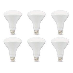 amazon basics br30 led light bulb, 65 watt equivalent, energy efficient 11w, e26 standard base, soft white 2700k, dimmable, 10,000 hour lifetime , 6-pack