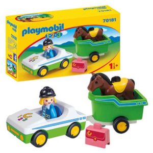 playmobil 1.2.3 car with horse trailer