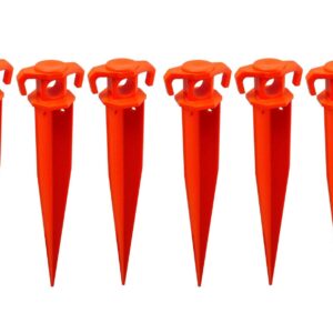 THE UM24 Pack of 6-11” Ground Stake Stick Strong Outdoor Camping Tent Or Garden Pegs– Orange (11 inches - 6PC)