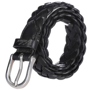 falari women's leather braided belt 6007 - black-l