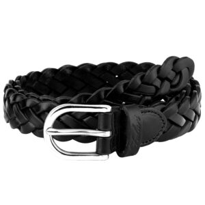 Falari Women's Leather Braided Belt 6007 - Black-L