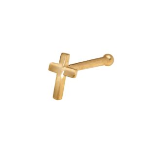 jewelryweb solid 14k yellow or white gold 2-mm 20 gauge polished beveled cross nose stud (yellow-gold)