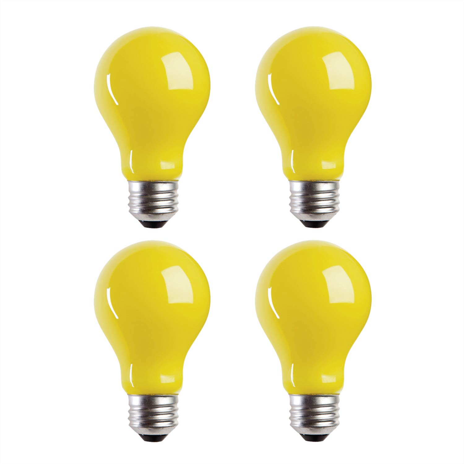 Xtricity A19 Incandescent Yellow Bug Light Bulb, 60W, E26 Medium Base, 130V, (4 Pack)