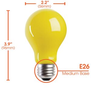 Xtricity A19 Incandescent Yellow Bug Light Bulb, 60W, E26 Medium Base, 130V, (4 Pack)