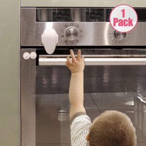 eudemon 1 pack childproof oven door lock, oven front lock easy to install & heat-resistant material no tools need or drill (white)(only for flat surface)