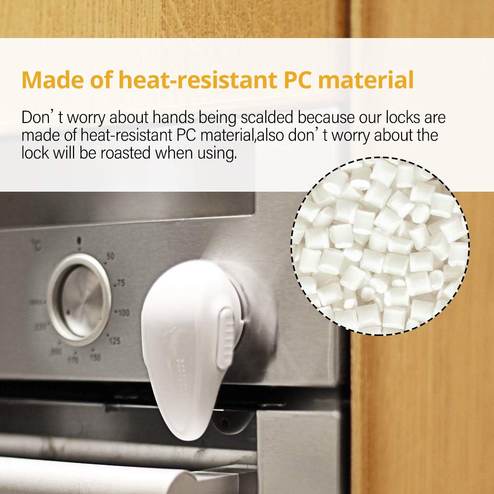 EUDEMON 1 Pack Childproof Oven Door Lock, Oven Front Lock Easy to Install & Heat-Resistant Material no Tools Need or Drill (White)(ONLY for Flat Surface)