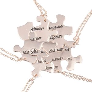 lux accessories gold tone five puzzle shaped engraved words friendship necklace