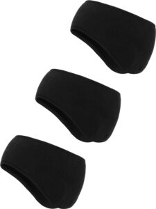 bbto 3 pcs ear warmer fleece headbands ear muffs winter running gear for women men adult(black)