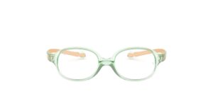 ray-ban junior kids' ry1587 oval prescription eyeglass frames, transparent light green/demo lens, 41 mm