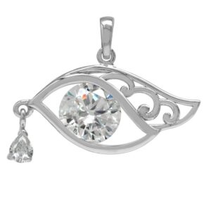 silvershake 10mm round white cubic zirconia 925 sterling silver filigree eye of horus inspired pendant