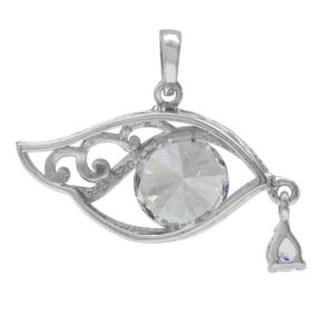 Silvershake 10mm Round White Cubic Zirconia 925 Sterling Silver Filigree Eye of Horus Inspired Pendant