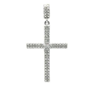 surano design jewelry sterling silver cross pendant w/micro pave cubic zirconia stones