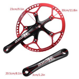 Dioche Crankset, Single Speed Crankset Mountain Bike Aluminum Alloy Hollow Integral Mountain Bike Crankset Arm Speed Fixed Gear,Easy to Modify Single Crank Set