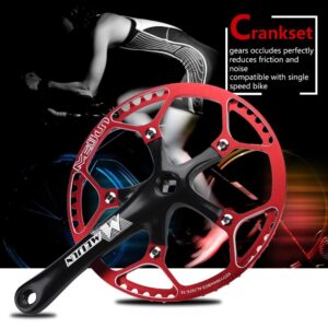 Dioche Crankset, Single Speed Crankset Mountain Bike Aluminum Alloy Hollow Integral Mountain Bike Crankset Arm Speed Fixed Gear,Easy to Modify Single Crank Set