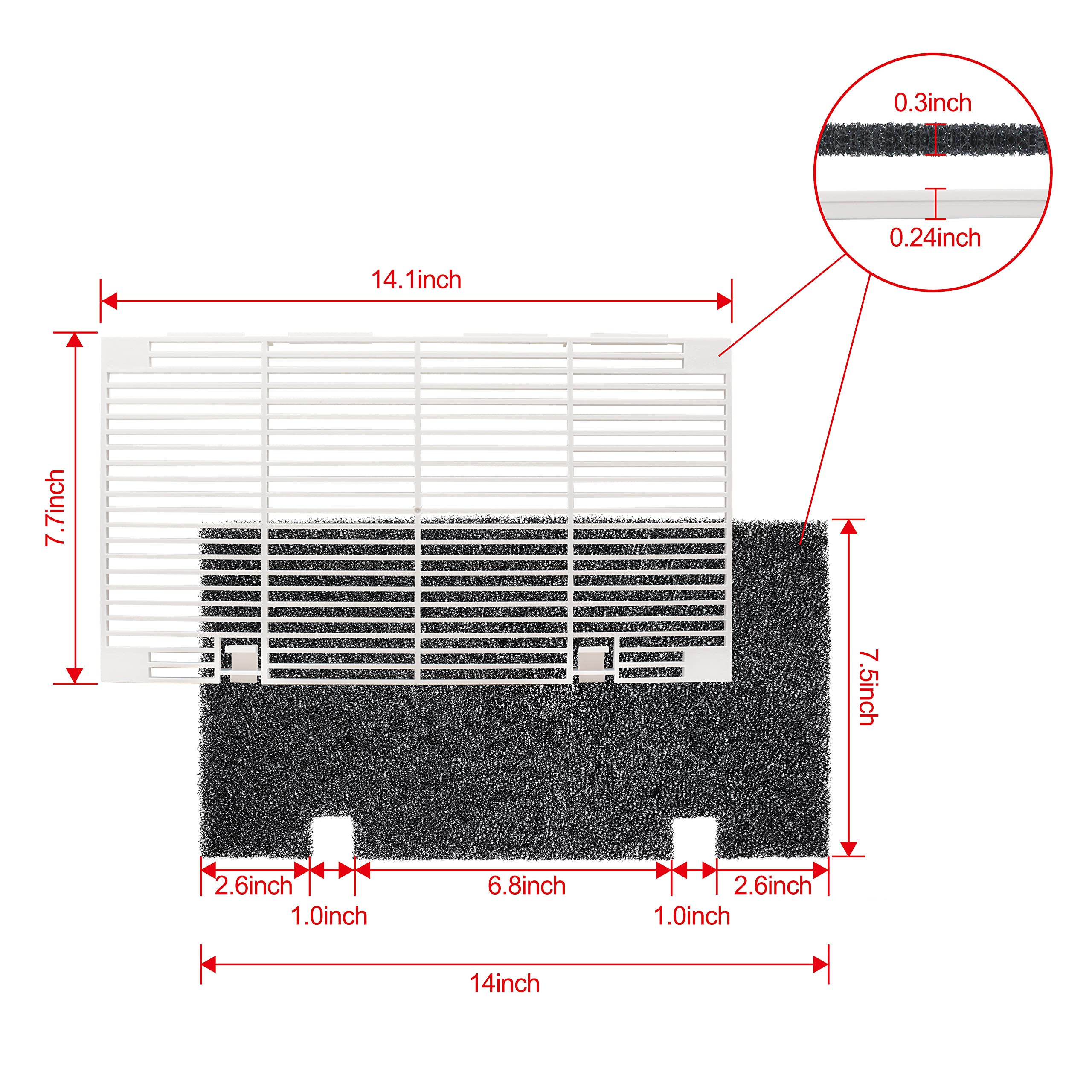 RV A/C Ducted Air Grille Duo-Therm Air Conditioner Grille Replacement for The Dometic 3104928.019 with Air Filter pad Assembly - Polar White