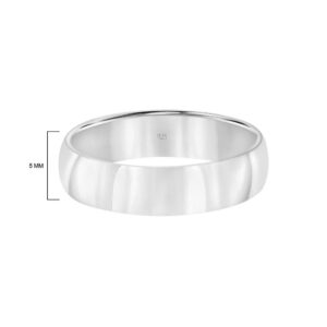 .925 Sterling Silver Wedding Band Ring 5MM Plain Domed High-Polish, Size 9, by Brilliant Expressions