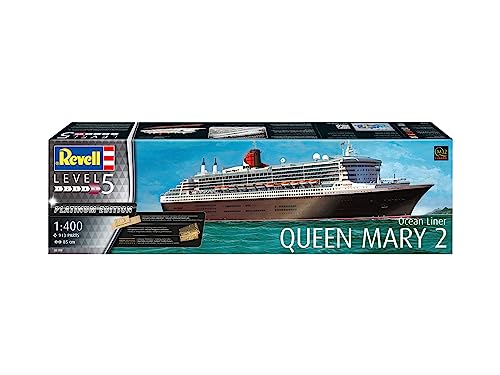 Revell RV05199 1:400-Queen Mary 2 Platinum Edition Plastic Model kit, Multicolour, 1/400