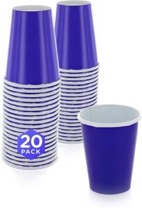 sparksettings disposable paper cups, 9 oz. purple paper coffee cups, strong and sturdy coffee disposable cups for party, wedding, thanksgiving day, christmas, halloween hot cups, pack of 20