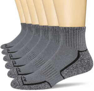 aptyid men's moisture wicking athletic ankle socks, size 9-12, carbon grey, 6 pairs