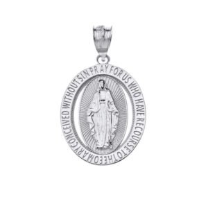 calirosejewelry sterling silver saint mary pray for us oval charm pendant