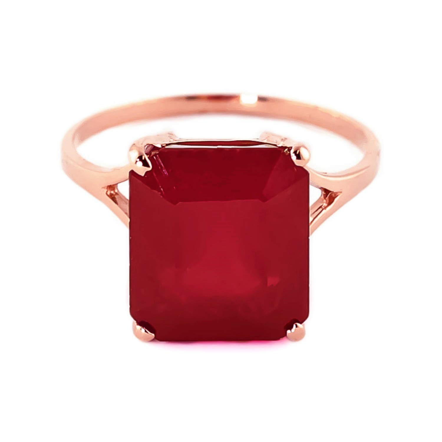 Galaxy Gold GG 14k Solid Rose Gold Ring 7.5 ct Octagon Ruby - Size 5.5