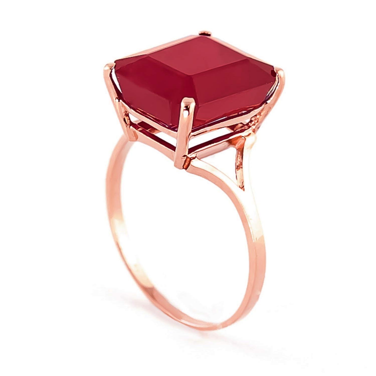 Galaxy Gold GG 14k Solid Rose Gold Ring 7.5 ct Octagon Ruby - Size 5.5