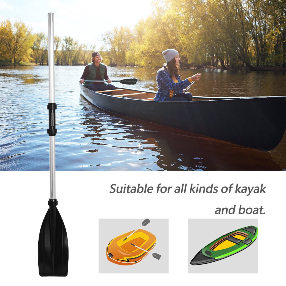 Yosoo 2Pcs Kayak Paddles, Detachable Boat Marine Oars Lightweight Ribbed Blade Boat Paddleboard Aluminum Alloy for Kayaking Boating