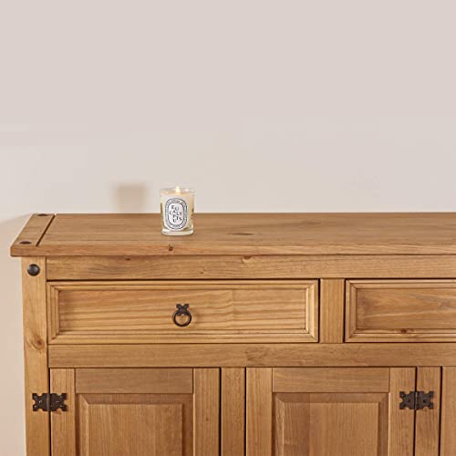 Furniture Dash Solid Wood Storage Cabinet 51.9" W, 16.9" D, 31.7" H - Sideboard Buffet with 3 Doors & 2 Drawers, Ideal for Living Room, Kitchen, Dining Room & Hallway - Antique Brown