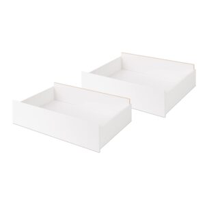 prepac select rolling storage drawers for 4-post storage bed, set of 2 storage bed drawers on wheels 24.25" d x 39.25" w x 9.75" h, white, wbqk-1303-1