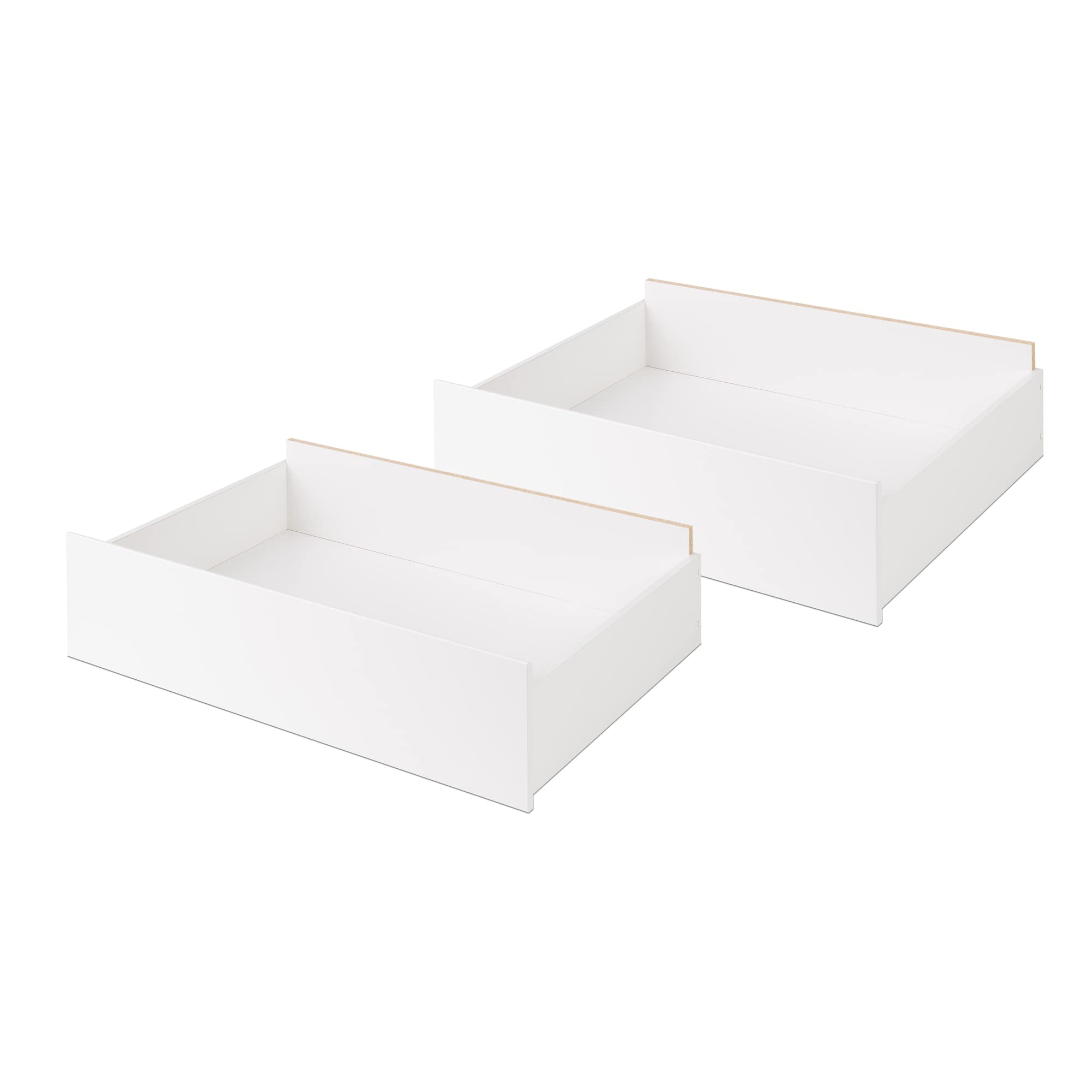 Prepac Select Rolling Storage Drawers for 4-Post Storage Bed, Set of 2 Storage Bed Drawers on Wheels 24.25" D x 39.25" W x 9.75" H, White, WBQK-1303-1