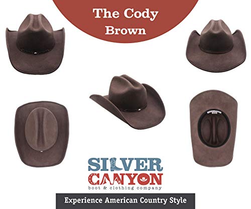 Mens+Wool+Cowboy+Hat+Cody+Brown+Shapeable+Western+Felt+Hats+By+Silver+Canyon