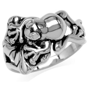 silvershake 925 sterling silver lotus leaf and leaping frog fashion casual ring size 11