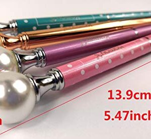 4PCS Pearl Pen Metal Ballpoint Pen with Big Pearl Funky Design Queen's Scepter Crown Style Office Supplies 1.0mm Black Ink with Gift Box by Kamay's (Rose+Rose Gold+Pink+Blue)