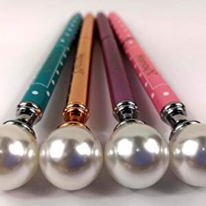 4PCS Pearl Pen Metal Ballpoint Pen with Big Pearl Funky Design Queen's Scepter Crown Style Office Supplies 1.0mm Black Ink with Gift Box by Kamay's (Rose+Rose Gold+Pink+Blue)