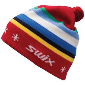 swix women's gunde skiing hiking leisure daily retro style wool beanie hat, red