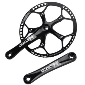 dioche crankset, single speed crankset mountain bike aluminum alloy hollow integral mountain bike crankset arm speed fixed gear,easy to modify single crank set(black)