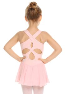 arshiner kid girls hollow back ballet leotard with skirt sleeveless dance dresses