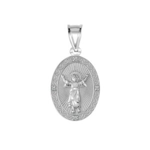 fine 925 sterling silver cubic zirconia divine child divino niño jesús medal pendant