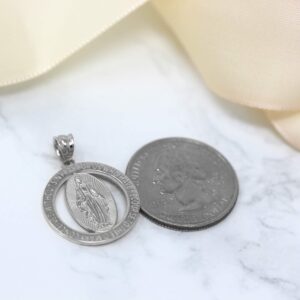 CaliRoseJewelry Sterling Silver Saint Mary Pray for Us Round Charm Pendant