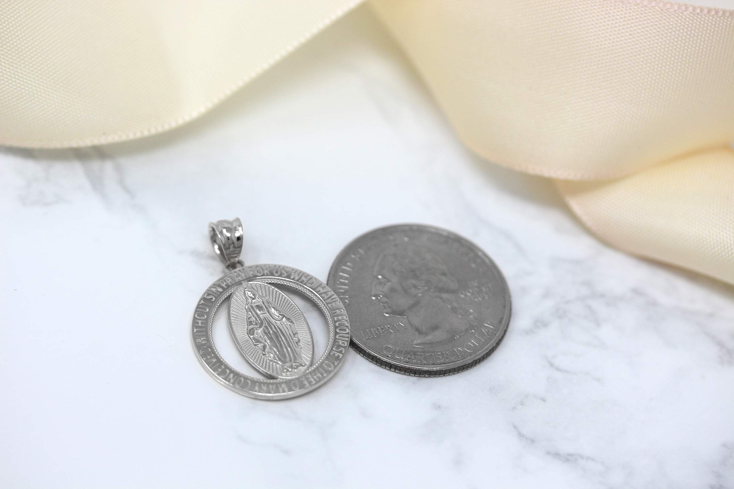 CaliRoseJewelry Sterling Silver Saint Mary Pray for Us Round Charm Pendant