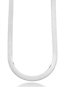 miabella solid 925 sterling silver italian 10mm flat herringbone chain necklace for women, made in italy (length 20 inches)